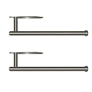 Paper Towel Holder Under Cabinet, 2 pcs Kitchen Wall Mount Stainless Steel Roll Paper Towel Rack