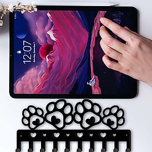 SUPERDANT Dog Paws Metal Key Holder Heart Shape Decorative 10 Hook Key Organizer Home Storage Hooks Wall Mounted Entryway Key Belt Umbrella Hooks Personalized Key Hanger for Wall