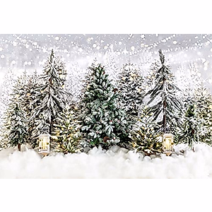 Kate 7×5ft Christmas Photo Backdrop Winter Christmas Tree Flashing White Snow Forest Christmas Party Decoration Portrait Photography Tomguncies Photos Video