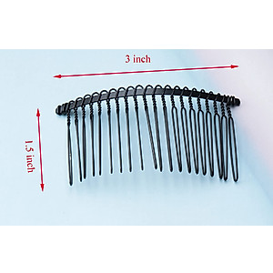 Ruwado 6 Pcs Metal Hair Combs 10 Teeth 20 Teeth Wire Twist Veil Hair Side Combs Pin Clips for DIY Jewelry Making Wedding Bridal Party Décor Accessories for Women Girls Hairstyle