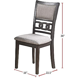 Lepfun Contemporary 5pc Set Round Table with 4X Side Upholstered Chairs with Backrest,Grey Finish Rubberwood Unique Design Funiture for Dining, Resturant and Living Room,Gray