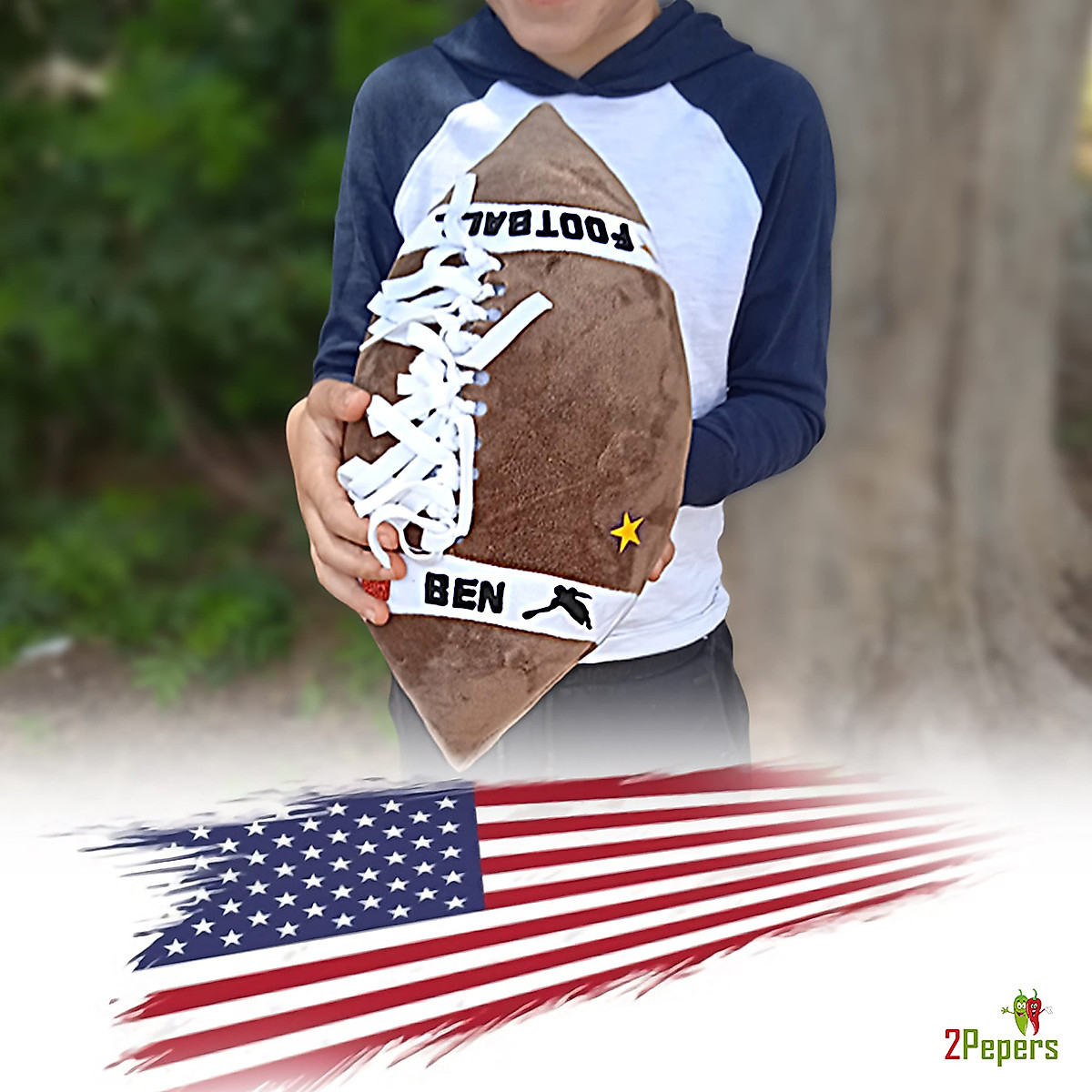 2Pepers Make Your Own American Football Pillow, Football Gifts for Boys and Girls Ages 3 4 5 6 7 8 9 10 Years and Up, DIY Arts and Crafts Kit for Kids, Sports Football Present, Boys Toys