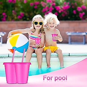 30 Pieces Reusable Cups with Lids and Straws 16 oz Glitter Iced Coffee Tumbler Plastic Travel Mug Cup for Smoothie Juices Parties Birthdays, Flamingo Party Bachelor Party(Hot Pink)