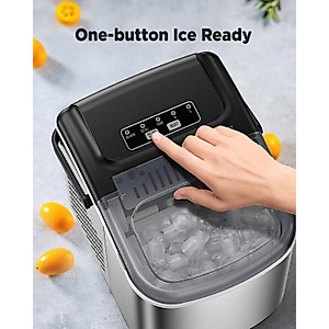 Silonn Ice Makers Countertop, 9 Cubes Ready in 6 Mins, 26lbs in 24Hrs, Self-Cleaning Ice Machine with Ice Scoop and Basket, 2 Sizes of Bullet Ice