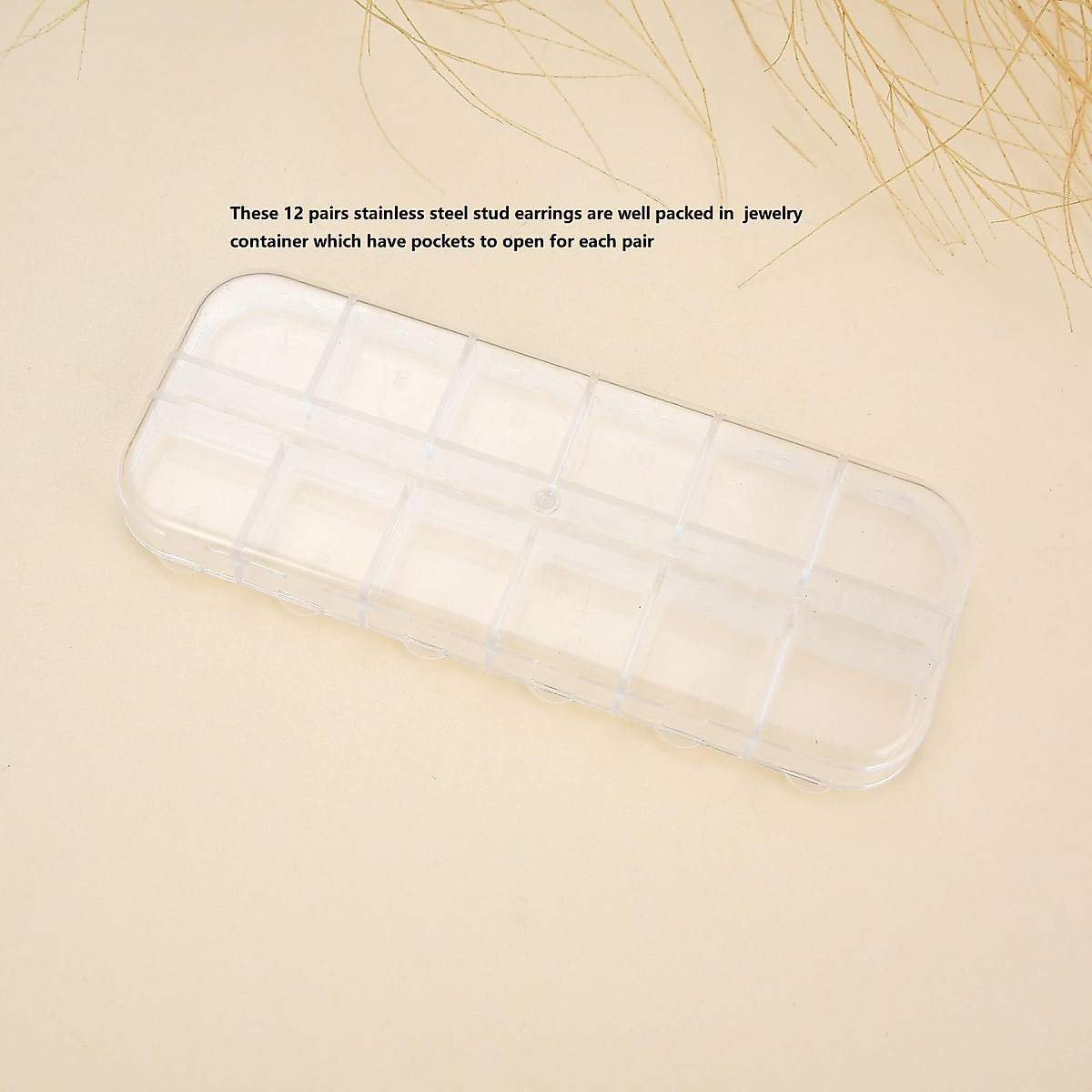 12 Pairs Stainless Steel CZ Stud Earrings for Women, Brilliant Cut Round Cubic Zirconia Stud Earrings, Birthstone Stud Earrings Set 3mm