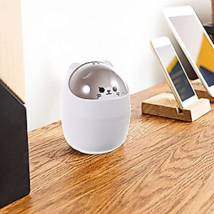 Veemoon Kitchen Trash Bin Table Trash Can Mini Wastebasket Cartoon Bear Design Compost Bin Easy Clean Countertop Plastic Garbage Can for Bathroom Vanity Countertop Grey Recycling Bins Trash Bin