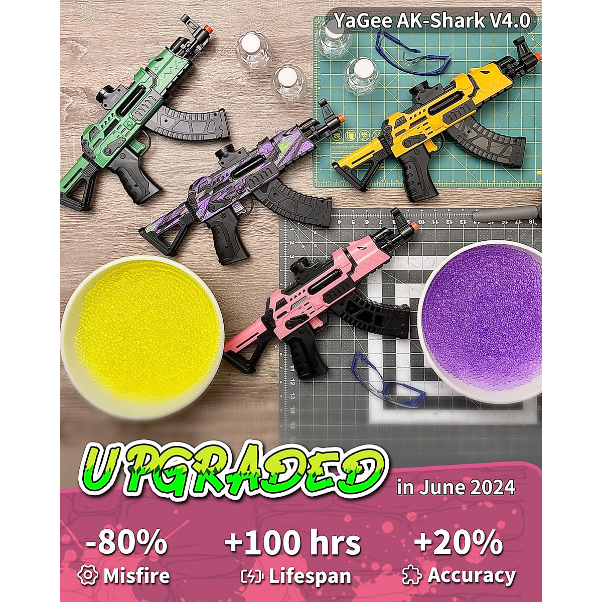 YaGee Electric Splatter Ball Blaster in Backyard Fun and Outdoor Games, Shoots Eco-Friendly Splatter Balls for Adult,(Purple)