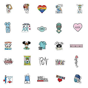 Aowplc 50 Pcs Nurse Stickers, Vinyl Nursing Stickers Decals for Laptops and Water Bottles, Nurse Accessories for Work