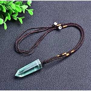 1 pc Green Fluorite Hexagon Pendant Necklace Natural Crystal Point Charm