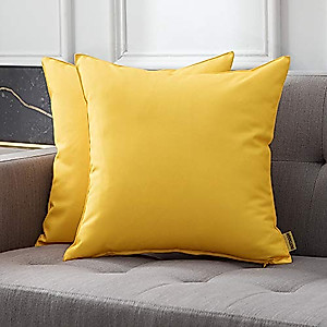 MIULEE Pack of 2 Decorative Outdoor Waterproof Pillow Covers Square Garden Cushion Sham Throw Pillowcase Shell for Patio Tent Couch 18x18 Inch Yellow