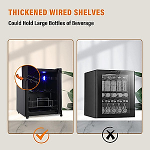 DRIXNO Beverage Refrigerator Mini Small Fridge 75 Cans Drink/Wine/Beer Cooler with Glass Door Office/Bar/Bedroom Compact Refrigerator