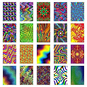 Fujifilm instax Mini Instant Film (20 Exposures) + 20 Sticker Frames for Fuji Instax Prints Psychedelic Package