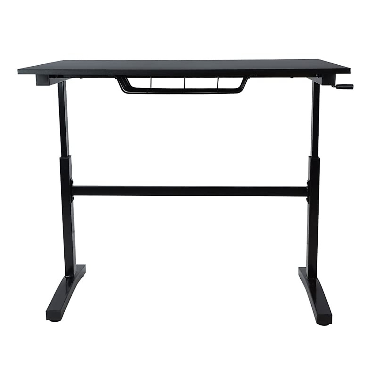 urb SPACE Atlantic Adjustable Height Standing Desk – 46” x 28” Single-Piece Desktop, Maintenance-Free Hand Crank, Sturdy Heavy-Duty Steel Frame, Caster Wheels for Full Mobility, PN 33908049 in Black