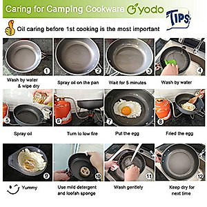 Yodo Anodized Aluminum Camping Cookware Set Backpacking Pans Pot Mess Kit for 4-5 Person