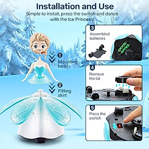 Ice Princess Toys for Girls,Dancing Princess Interactive Spin Robot Toys for Little Girls with Colorful Flashing Lights & Music,Pretend Christmas Birthday Gift Toys for Kid Age 3 4 5 6 Year Olds