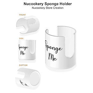 Nucookery Sponge Holder, Ceramic Dish Sponge Holder for Kitchen Sink with Sponge, Porcelain Kitchen Sink Sponge Caddy, Farmhouse Kitchen Sink Organizer for Sink Accessories