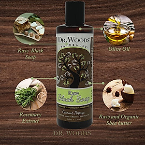 Dr. Woods Raw Moisturizing Black Coconut Papaya Soap with Organic Shea Butter, 8 Ounce