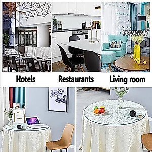 SNWGPLY Kitchen Dining Table Top, Round Dining Table Glass Table Top, Round Glass Table Top Replacement, 6 Non-Slip Rubber Pads, 35-100cm, Easy to Clean, Transparent