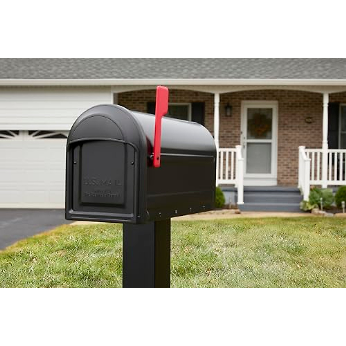 Architectural Mailboxes Barrington Galvanized Steel Post Mount Mailbox, Compatibility Code F, 7900-1B-R-10, Black, Large Capacity