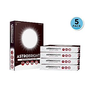 Astrobrights® Printer & Copy Paper, 8.5" x 11", 28lb/105gsm, 97 Brightness, White, 5 reams of 300 sheets per ream, 1,500 sheets per carton (91738-01)