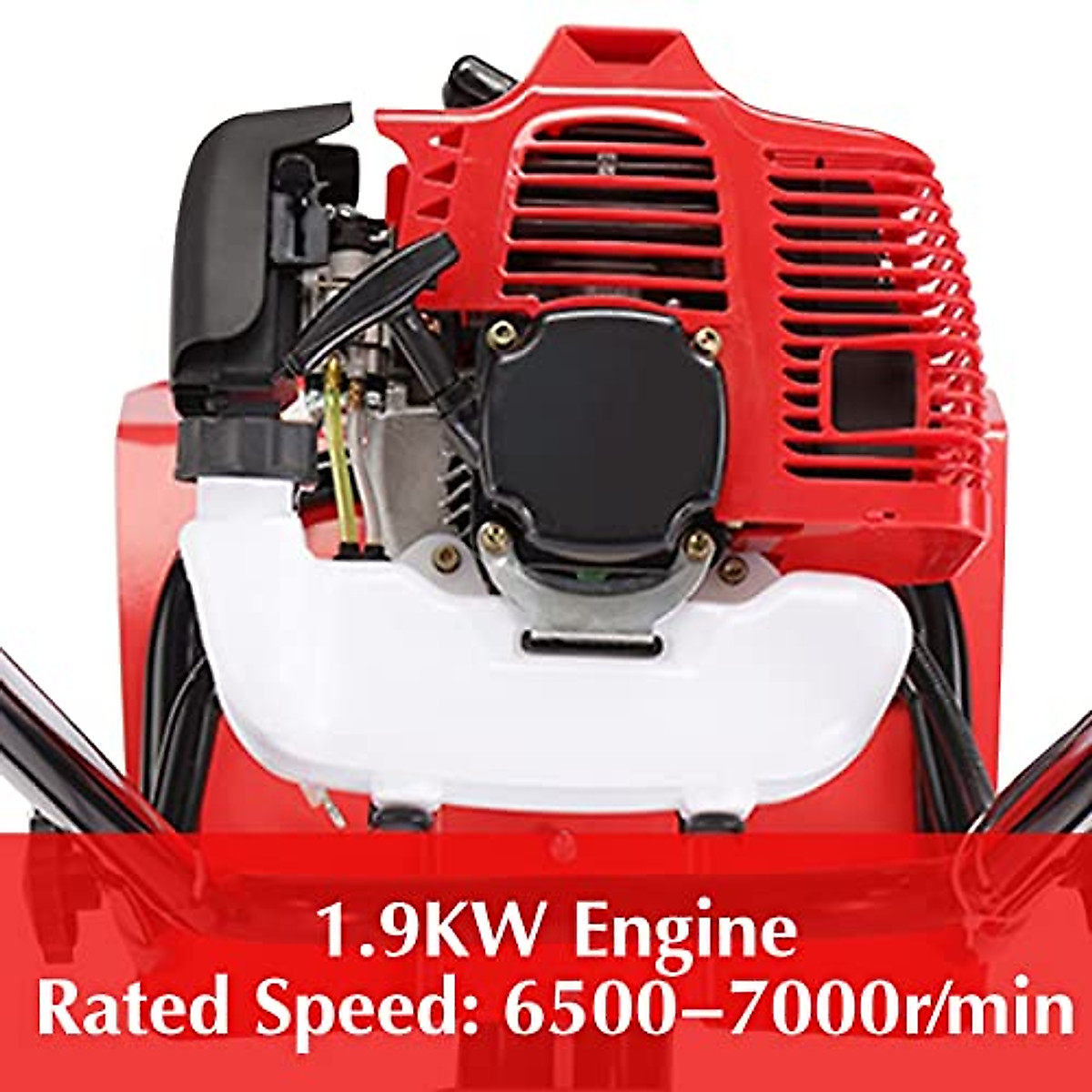 YIYIBYUS Garden Tiller/Cultivator 52CC 2-Stroke Gas Powered Hand Rotary Cultivator Rototiller Garden Tool Cordless with Long Handle