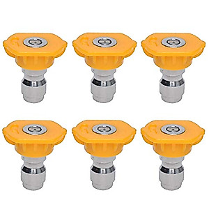 Podoy Pressure Washer Sprayer Nozzle Tip 1/4" Size 3.0, 15 Degree 030 Stainless Steel for Accessory Kit, for 2500Psi, 3000Psi, 3500Psi, 4000Psi Yellow Pressure Washer (Pack of 6)