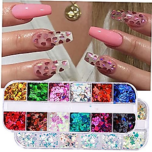 4 Boxes Nail Art Stickers Box Sets Flash Suit Nail Sequins Holiday Nail Stickers Nail Glitter Paillette Valentine Nail Glitter Shinning Nail Sequins Heart Nail Art Sequin 3D Body