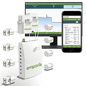 Smart Home Energy Monitor with 8 50A Circuit Level Sensors | Vue - Real Time Electricity Monitor/Meter | Solar/Net Metering