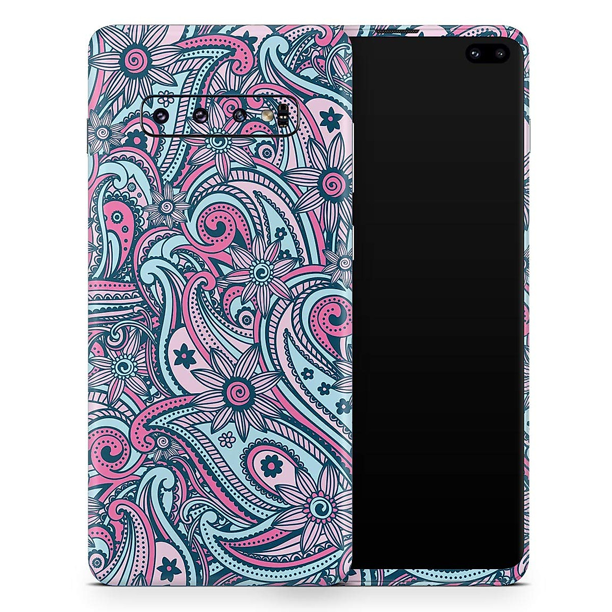 DesignSkinz Seamless Mint and Pink Sprout Protective Vinyl Decal Wrap Skin Cover Compatible with The Samsung Galaxy S20 (Screen Trim & Back Glass Skin)