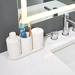 iDesign 4-Piece Recycled Plastic Bathroom Accessory Set, The Cade Collection – 9.75" x 4.125" x 6.5", Coconut