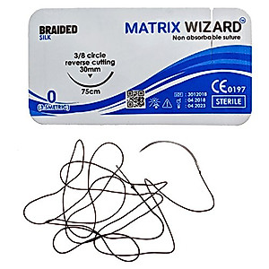 Sterile Sutures Thread with Needle Plus Tools - First Aid Field Emergency, Trauma Practice Suture Kit; Taxidermy; Medical, Nursing and Vet Students (16 Mixed 0, 2/0, 3/0, 4/0 with 12 Instruments) 28PK