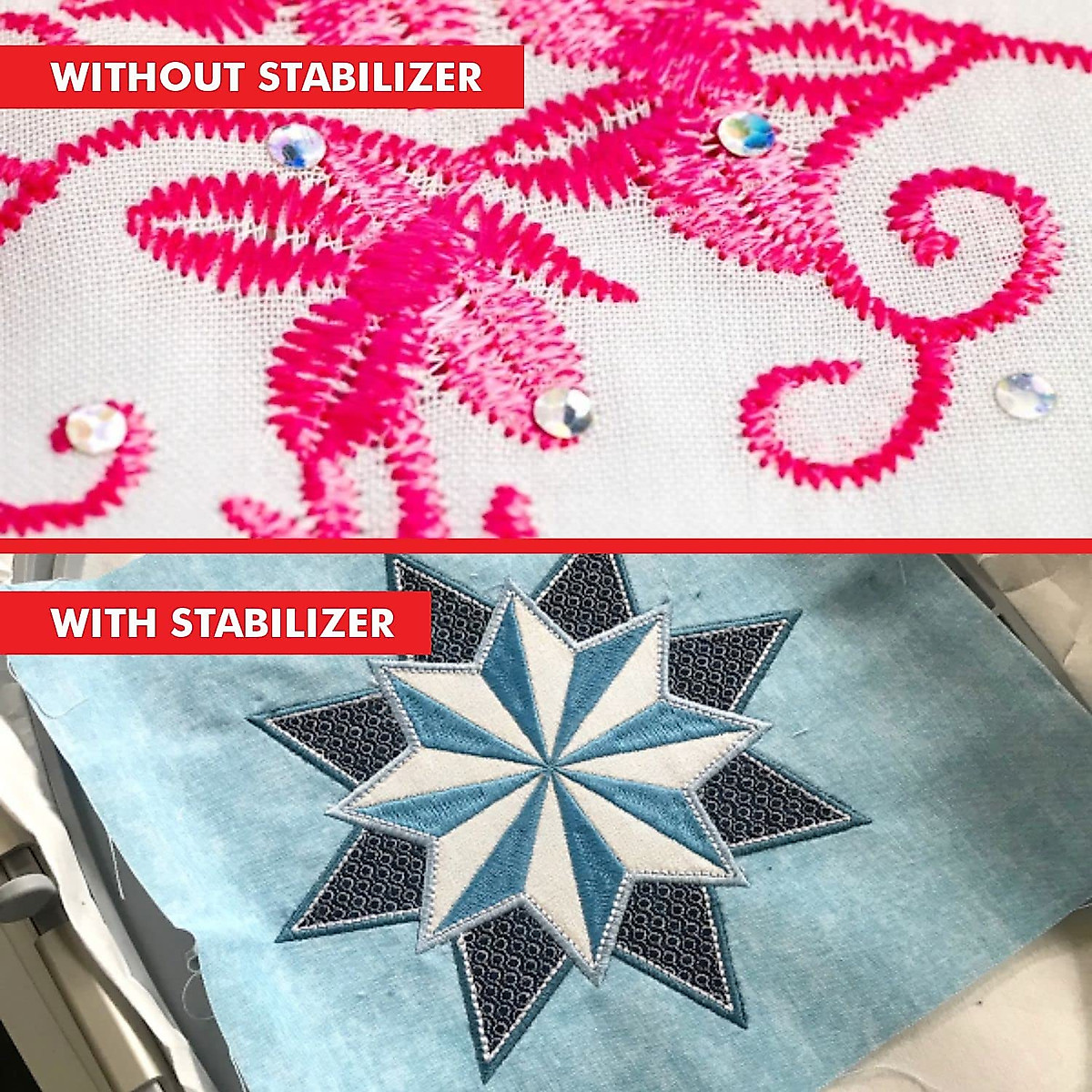 Superpunch Fusible Iron On No Show Mesh Embroidery Stabilizer, 1.5 Oz Lightweight Embroidery Backing Stabilizer-12 Inch x 10 Yard, SuperStable White Stabilizer for Embroidery Machine, Made in USA