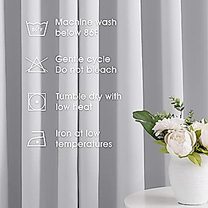 HOMEIDEAS Greyish White Curtains 84 Inches Long 2 Panels Set, Room Darkening Curtains & Drapes for Bedroom, Light Blocking Thermal Insulated Grommet Window Curtains for Living Room