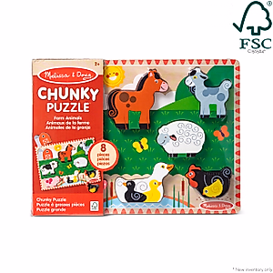 Melissa & Doug Farm Wooden Chunky Puzzle (8 pcs) - FSC Certified