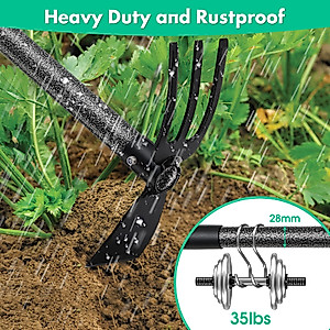 Hoe Garden Tool,45 Inch Long Garden Hoe and Cultivator, Garden Hand Tiller with Long Handle,Heavy Duty Garden Tools Hoe Cultivator for Gardening,Weeding, Tilling,Lossening Soil,Planting