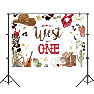 Cowboy Birthday Backdrop Rustic Wild West Rodeo How The West was One Boys First Birthday Party Background Decorations 1st Rodeo Party Banner Supplies 7x5ft