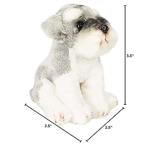 DEMDACO Schnauzer Children's Plush Beanbag Stuffed Animal Toy, Light Grey