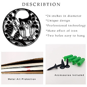 Artmyharbor Metal Owl Wall Decor Cute Owl Couple on Tree Branch Black Wall Hanging Art Rustic Animal Bird Sculpture Farmhouse Decor Home Garden Indoor Outdoor Decorations