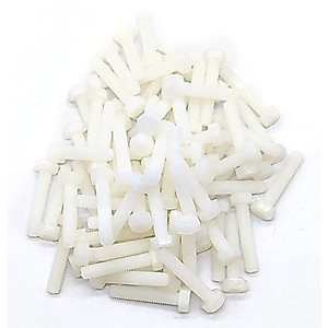 M5 x 25mm White Nylon Hex Head Cap Bolts Screws, Plastic Hexagon Nuts, Full Thread Nylon Hexagon Head Cap Bolts, 80Pcs
