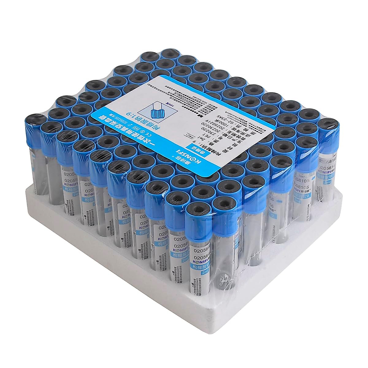 Caphstion Veterinary Lab Vacuum Blood Collection Coagulation Tubes Buffered Sodium Blood Collection Tube Pet Supplies, 5ml Blue 50pcs