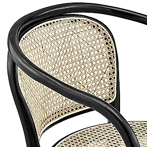 Modway Oliana Wood Dining Chair with Cane Rattan in Black