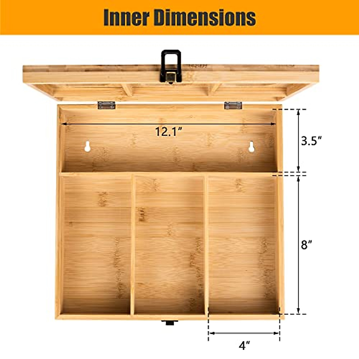 AKAT HOME Bamboo Ziplock Bag Storage Organizer & Baggie Dispenser for Kitchen Drawer – Wooden Zip Lock Container Holder Wall Gallon,Sandwich,Snack,Quart (Flip, Engraved, - M1)