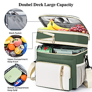 BAGNN Lunch Box for Women/Men, Expandable Insulated Lunch Bag Waterproof Leak-proof Cooler Tote for Work/Picnic/Beach,16L, Army Green