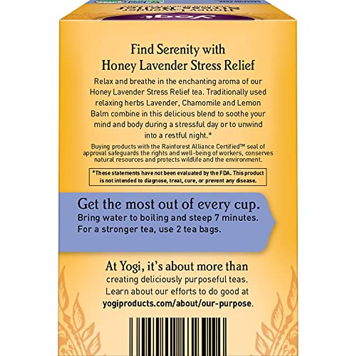 Yogi Tea Honey Lavender Stress Relief Tea - 16 Tea Bags per Pack (4 Packs) - Organic Chamomile Lavender Tea - Includes Lemon Balm, Lemongrass, Spearmint Leaf, Peppermint Leaf, Honey Flavor & More