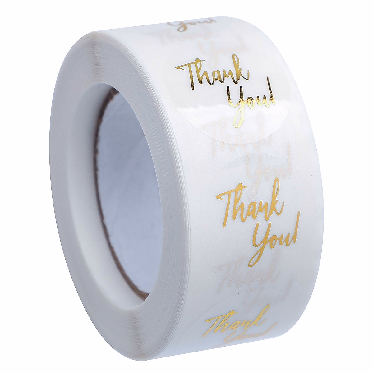 Thank You Stickers ,1" Thank You Stickers,Transparent Labels, Gold Foil Thank You Stickers Roll for Business, Bubble Mailers, Packaging Bags, Envelopes, Sealing and Decoration, 500 Labels Per Roll