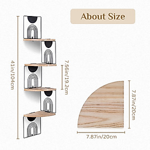 Walasis Corner Shelf Wall Mounted - 4 Tier Shelves Wall Decor for Bedroom Essentials Wood Hanging Shelves for Home Decorations
