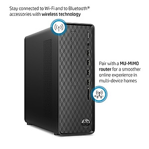 HP Slim Desktop Computer and 27" FHD Monitor, Intel Core i3-10105 (Up to 4.4 GHz), 16GB RAM, 1TB SSD, WiFi, Bluetooth, HDMI, RJ-45, Mouse and Keyboard, Windows 11 Home, Dark Black