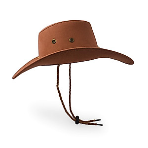 Cowboy Hat, Sun Hat Faux Felt Leather Suede Travel Cap Western Hat Outdoor Sun Protect Brown