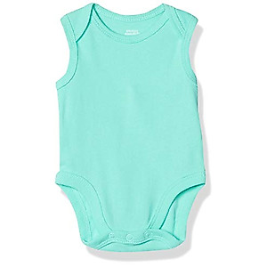 Amazon Essentials Baby Girls' Sleeveless Bodysuits, Pack of 6, Pink/Purple/Aqua Blue, 12 Months