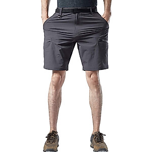 ROXJOURNEY Men's Hiking Shorts Quick Dry Lightweight Outdoor Sports Hiking Shorts Stretch Quick Dry Shorts with Pockets (XX-Large, Gray)